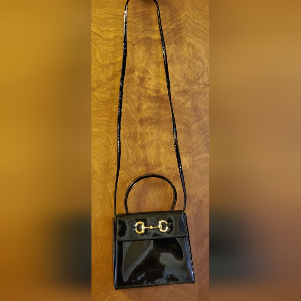 Vintage Susan Gail, Black Patent Leather Handbag With… - Gem
